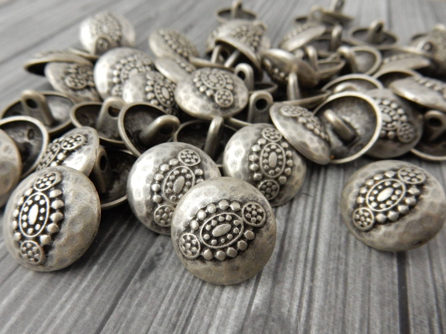 Hammered Tribal Buttons Antique Silver Metal Button 20mm Qty - Etsy