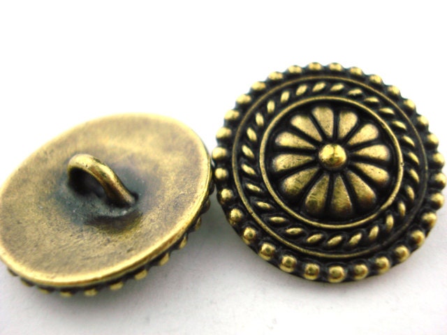 Tierracast BALI Buttons Antique Brass 18mm Round Buttons Qty | Etsy