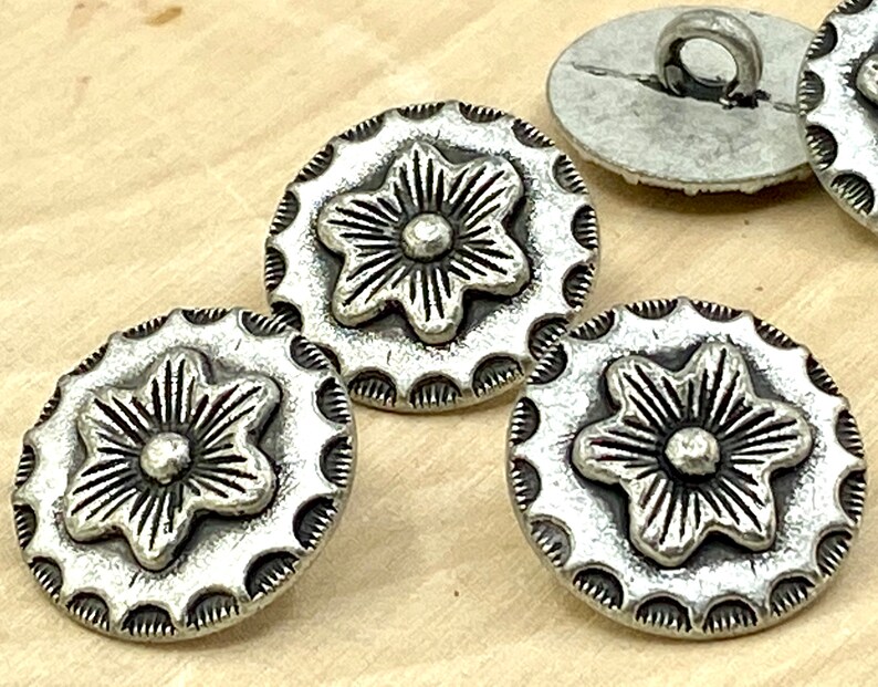 Open Lotus Flower Metal Buttons 5/8 Antique Silver Qty - Etsy