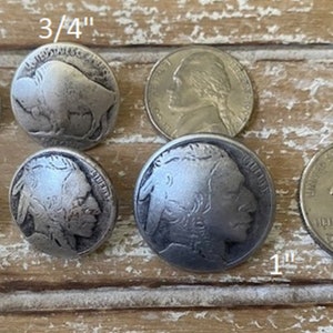 Indian Head Button 3/4" Antique Brass Metal Button Qty 4 to 12 Coin ...