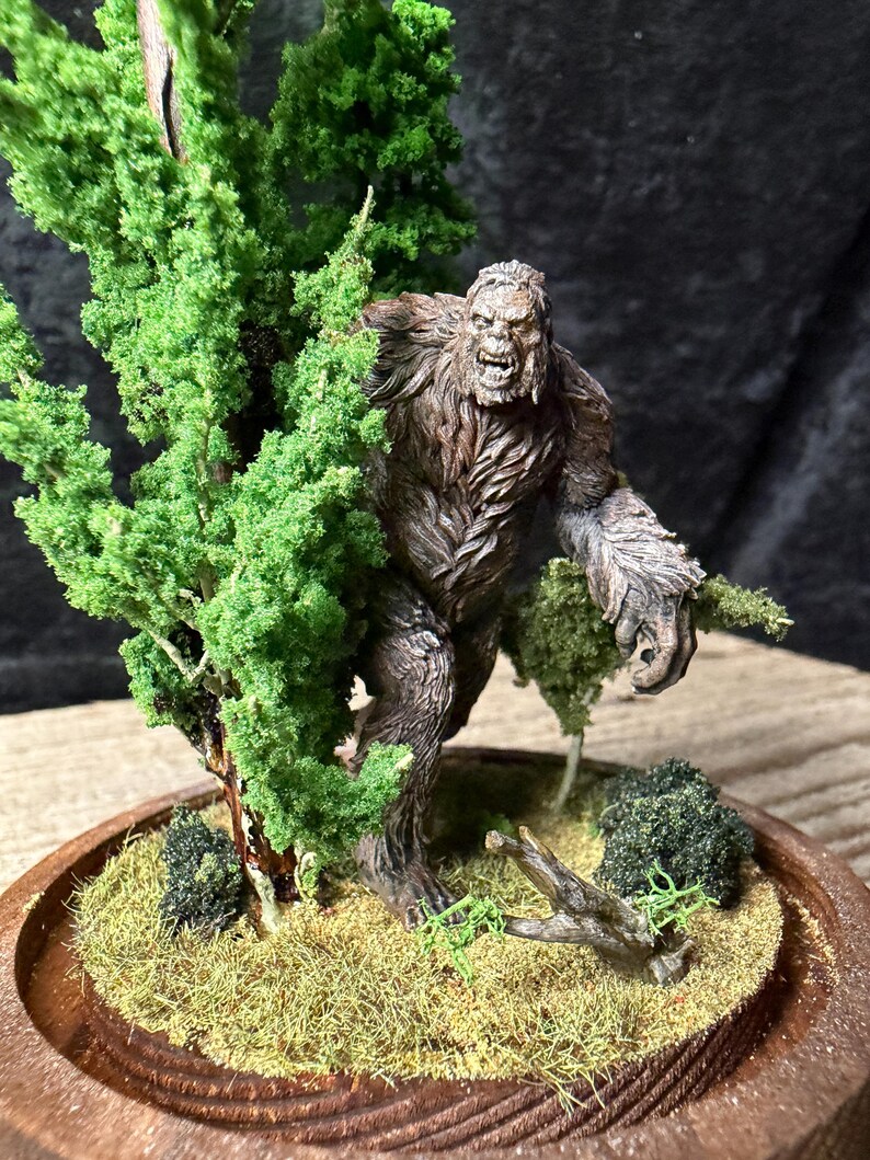 Mini Bigfoot Diorama Under Glass Cloche • Cryptid Decor • Sasquatch ...