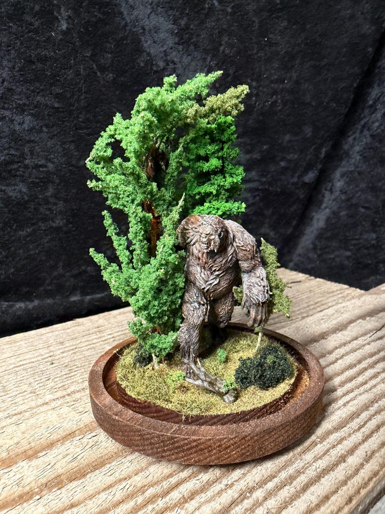 Mini Bigfoot Diorama Under Glass Cloche • Cryptid Decor • Sasquatch ...