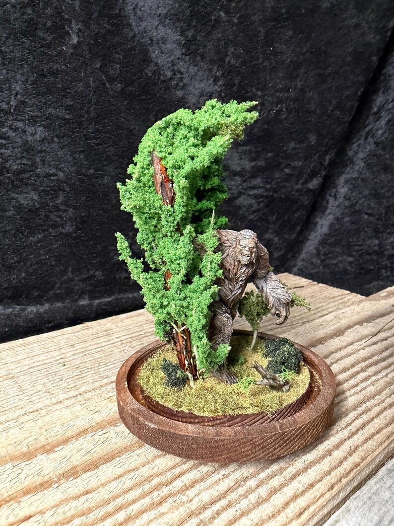 Mini Bigfoot Diorama Under Glass Cloche • Cryptid Decor • Sasquatch ...