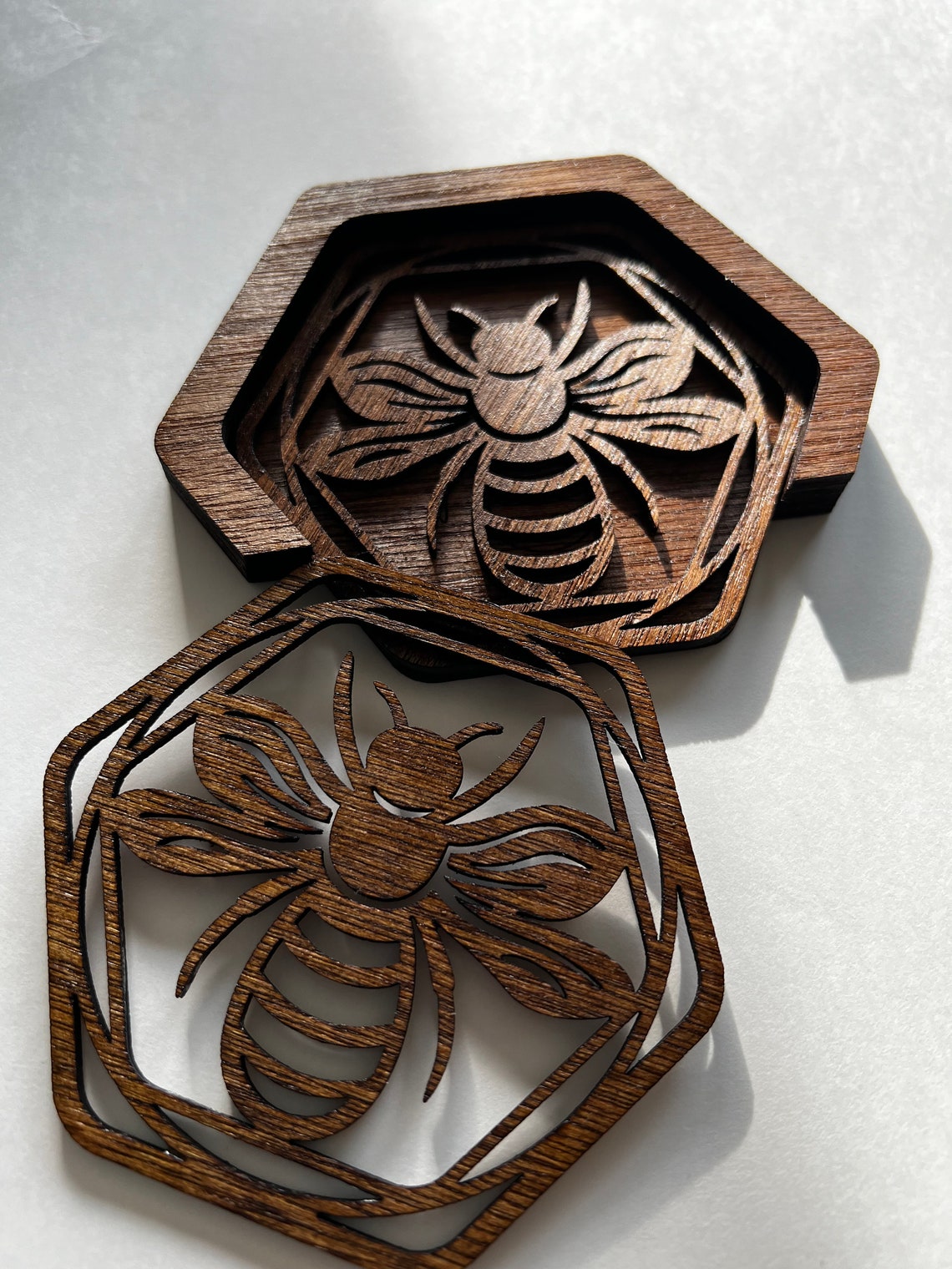 Laser-cut Wooden Bee Coasters: Honeycomb Design, Set of 4 - Etsy