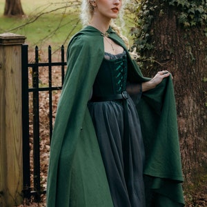 Green Linen Renaissance Cloak | Dark Green Forest Linen Cloak Medieval ...
