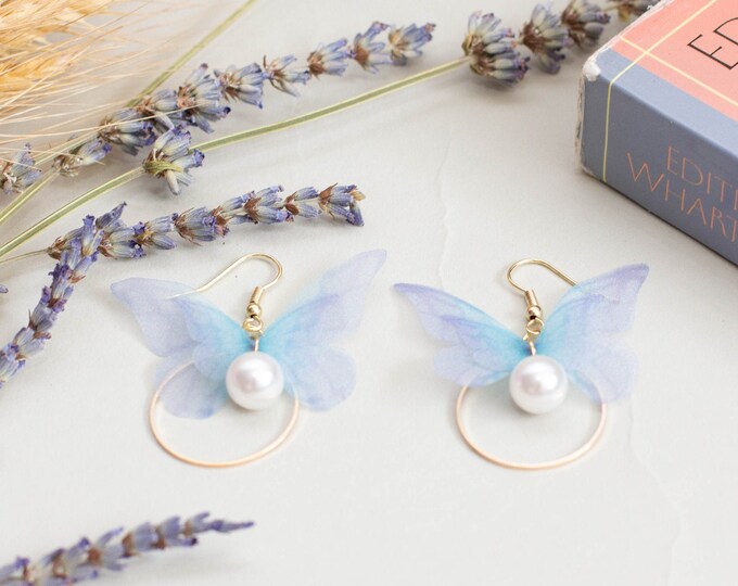 Cottage Core Butterfly Pearl Earrings | Fairy Earrings With Pink or ...
