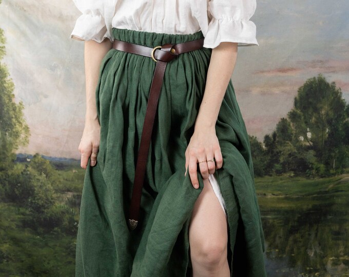 READY TO SHIP Dark Green Linen Renaissance Skirt | Renaissance Faire ...