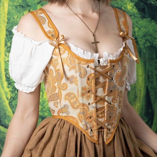 Renaissance Corset Bodice Stays in Black and Gold Paisley - Etsy