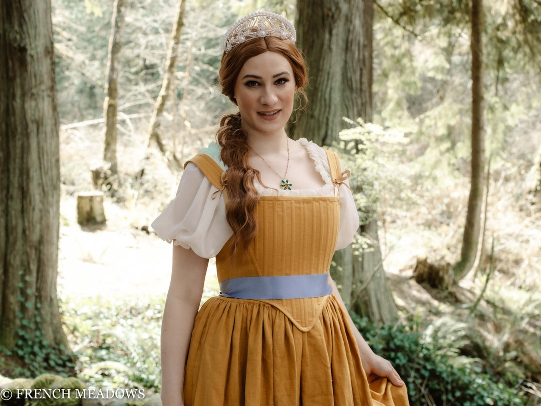 READY TO SHIP Anastasia Costume Renaissance Corset Yellow Linen Tudor ...