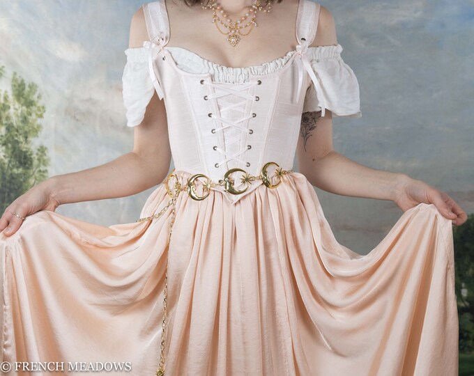 Light Pink Charmeuse Renaissance Skirt Long Gathered Skirt Maxi Midi ...