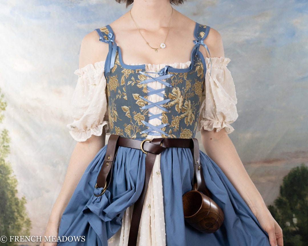 Handmade Size XS Renaissance Corset Dress Blue and Yellow Floral ...