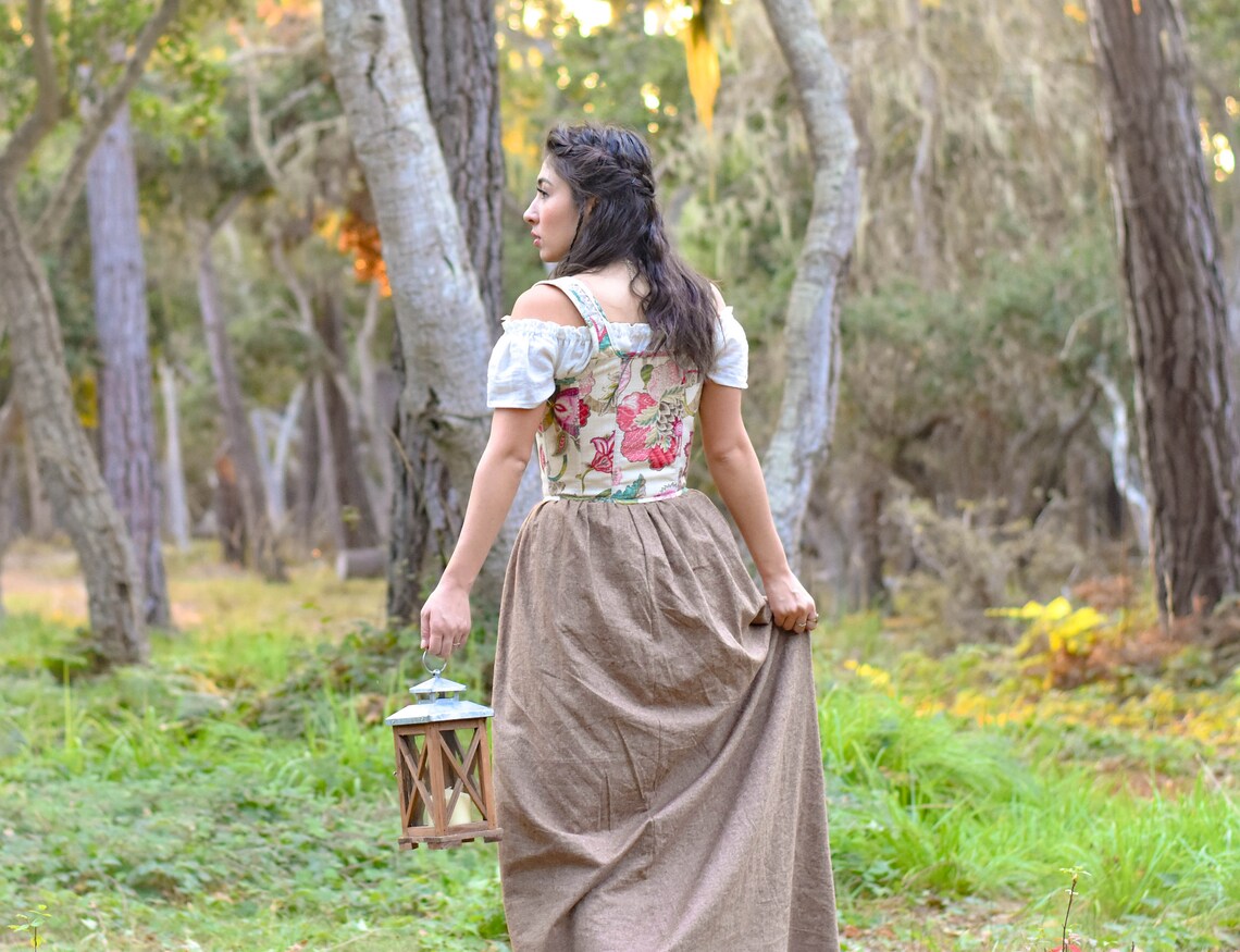 Brown Linen Renaissance Skirt Historical Skirt Gathered Maxi - Etsy