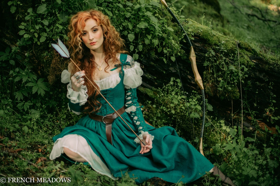 Renaissance Corset Bodice in Teal Blue Linen Merida Cosplay Stays ...