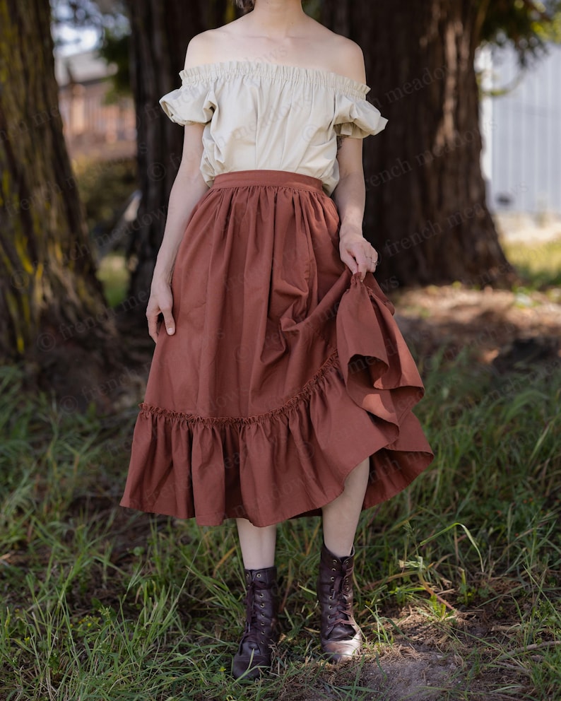 Rust Orange Linen Midi Skirt: Renaissance Cottagecore A-line Skirt - Etsy