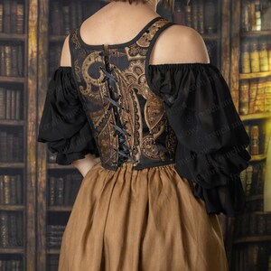 Renaissance Corset in Black Gold Paisley Pirate Wench Top Renaissance ...