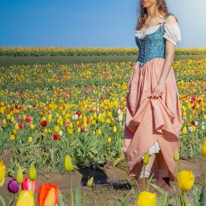 Blush Pink Linen Renaissance Skirt Long Gathered Skirt Maxi Midi Skirt ...