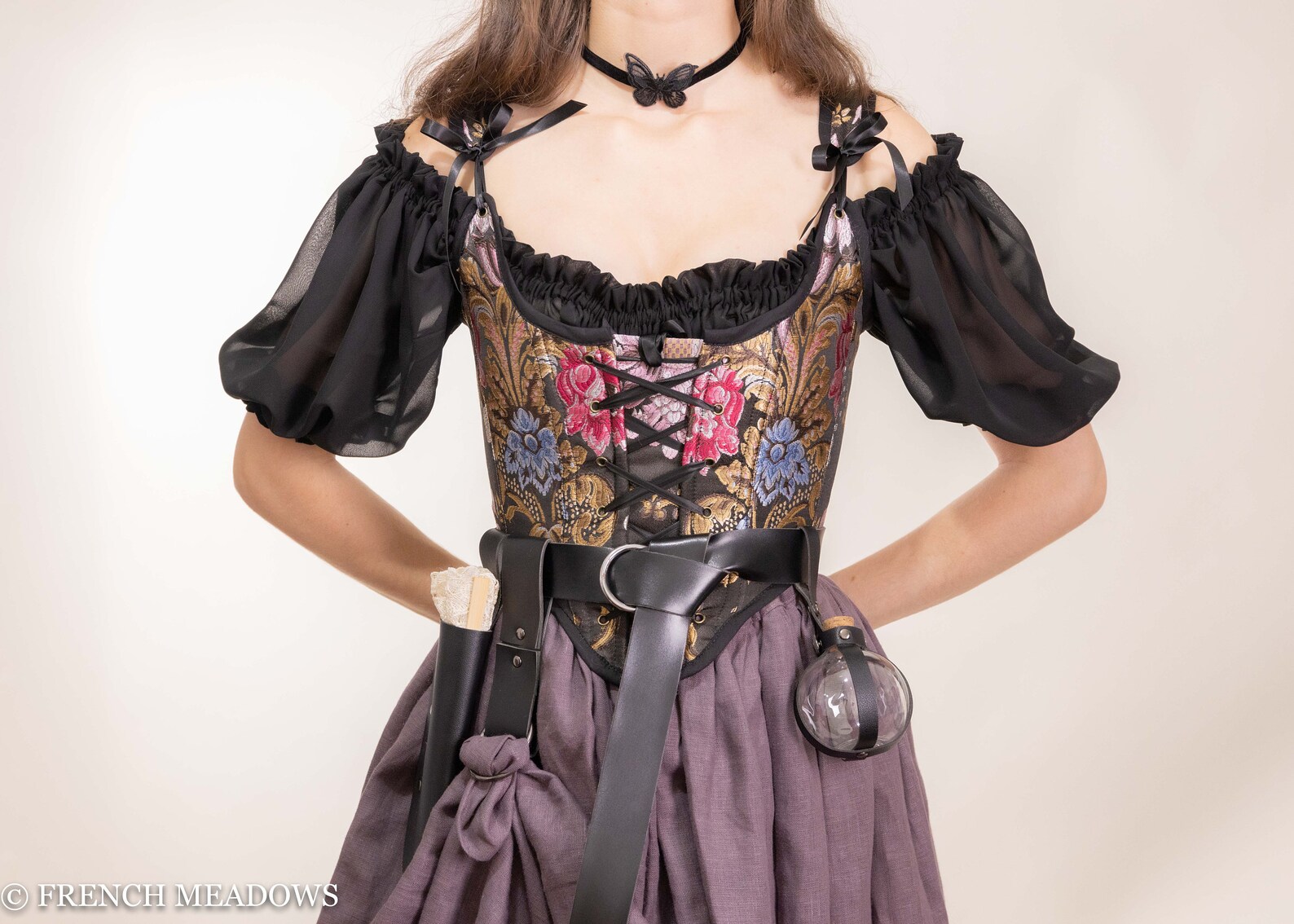 Renaissance Corset Bodice Stays in Black and Pink Rococo - Etsy