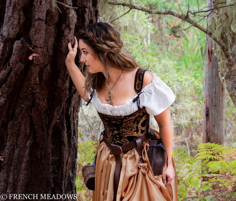 Renaissance Corset Bodice Stays in Black and Gold Paisley | Etsy