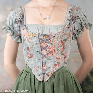 Blue Floral Corset Renaissance Bodice Stays Vintage Floral Cotton ...
