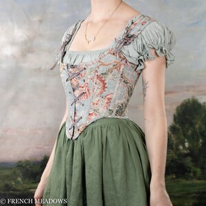 Blue Floral Corset Renaissance Bodice Stays Vintage Floral Cotton ...