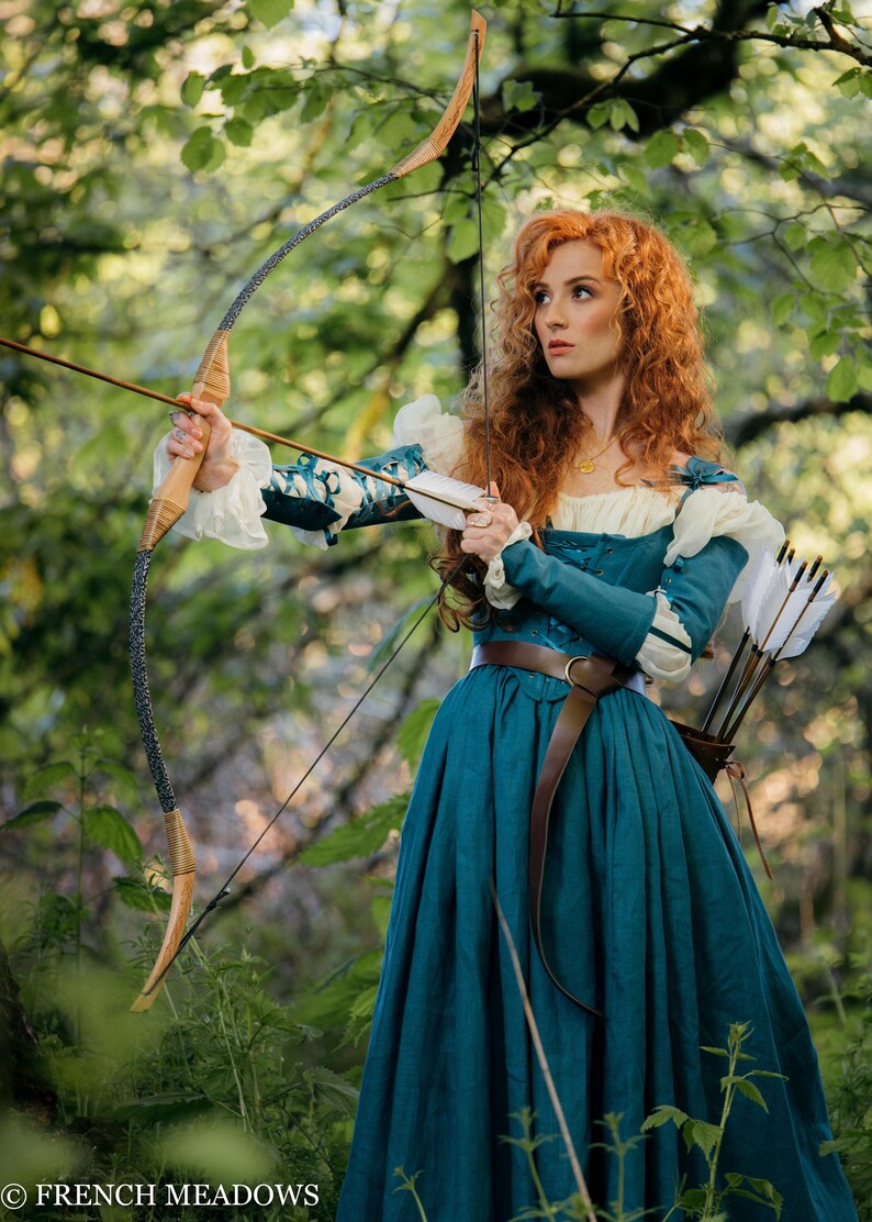 Renaissance Corset Bodice in Teal Blue Linen Merida Cosplay - Etsy