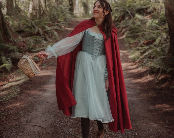 Red Linen Renaissance Cloak Little Red Riding Hood Linen Cloak Medieval ...