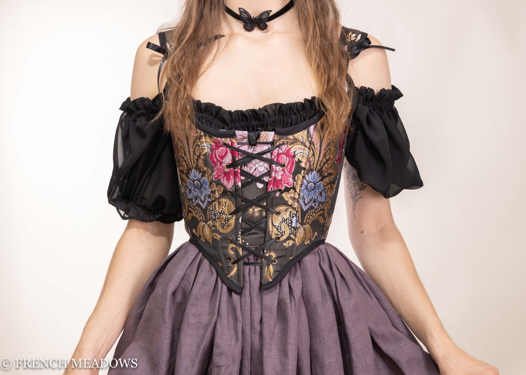 Renaissance Corset Bodice Stays in Black and Pink Rococo - Etsy