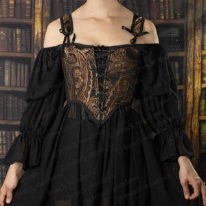 Renaissance Corset in Black Gold Paisley Pirate Wench Top Renaissance ...