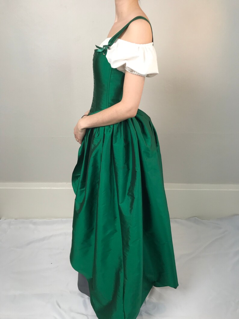 Renaissance Corset Peasant Bodice In Emerald Green With Straps Etsy