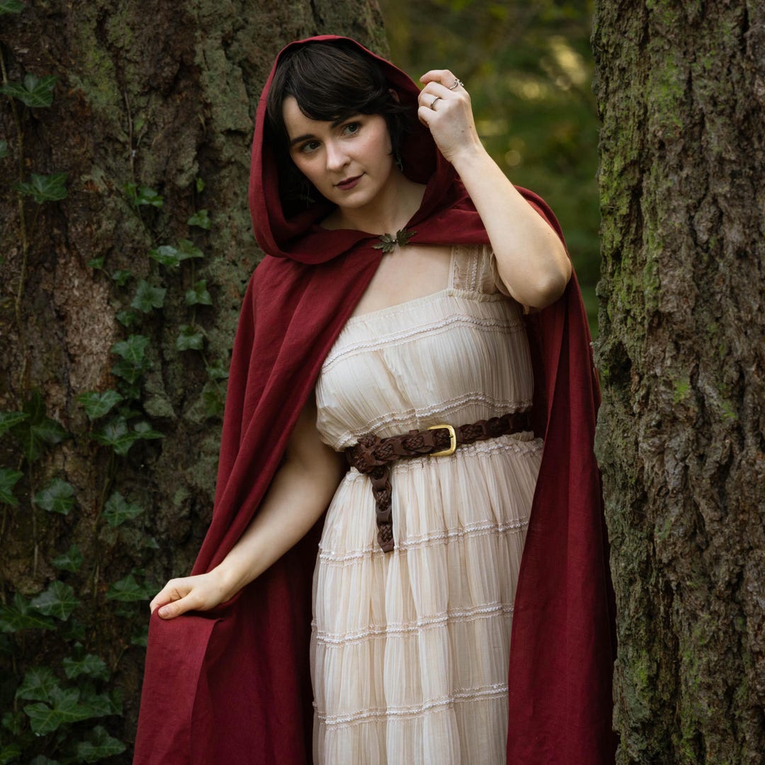 Red Linen Renaissance Cloak | Little Red Riding Hood Linen Cotton ...
