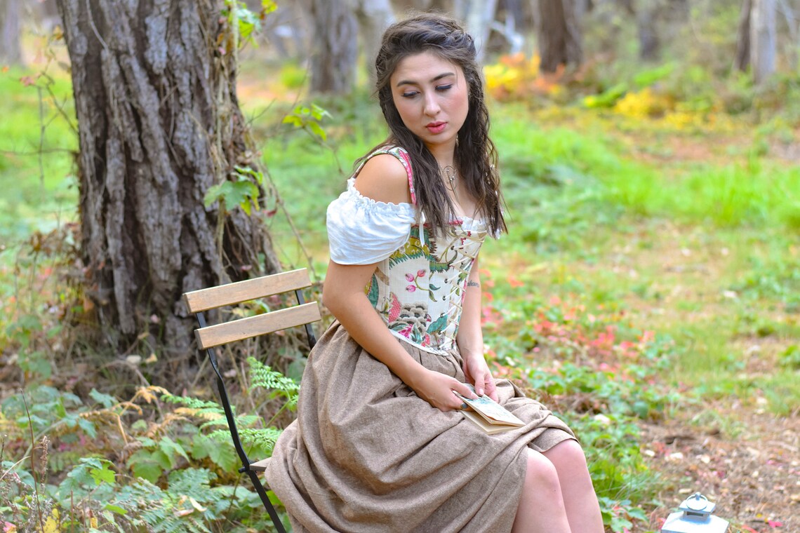 Brown Linen Renaissance Skirt Historical Skirt Gathered Maxi - Etsy
