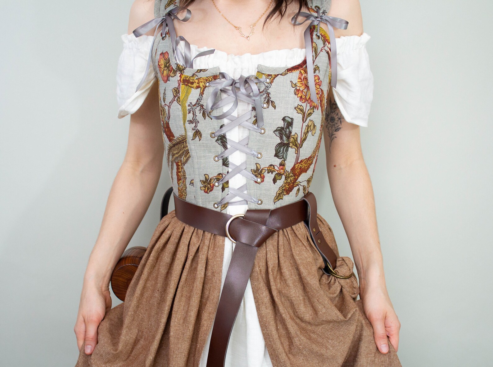 Renaissance Corset Dress Blue Jacobean Floral Corset W Etsy