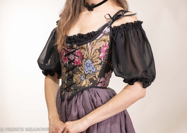 Renaissance Corset Bodice Stays in Black and Pink Rococo - Etsy