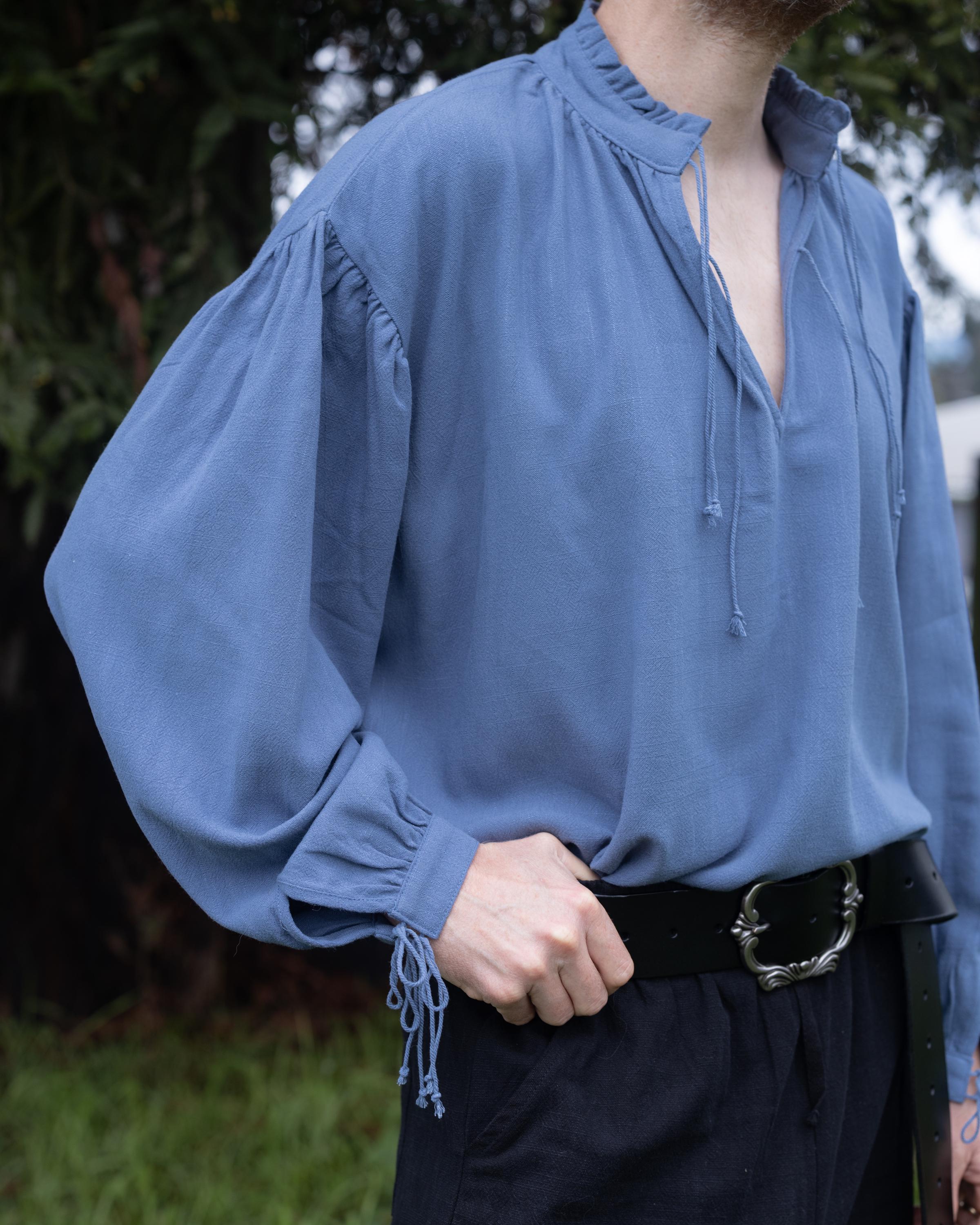 Borgia Shirt in Aegean Blue | Italian Renaissance Chemise Blouse Men's ...