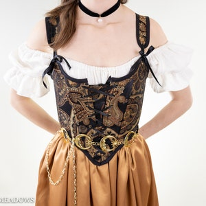 Renaissance Corset Bodice Stays in Black and Gold Paisley - Etsy