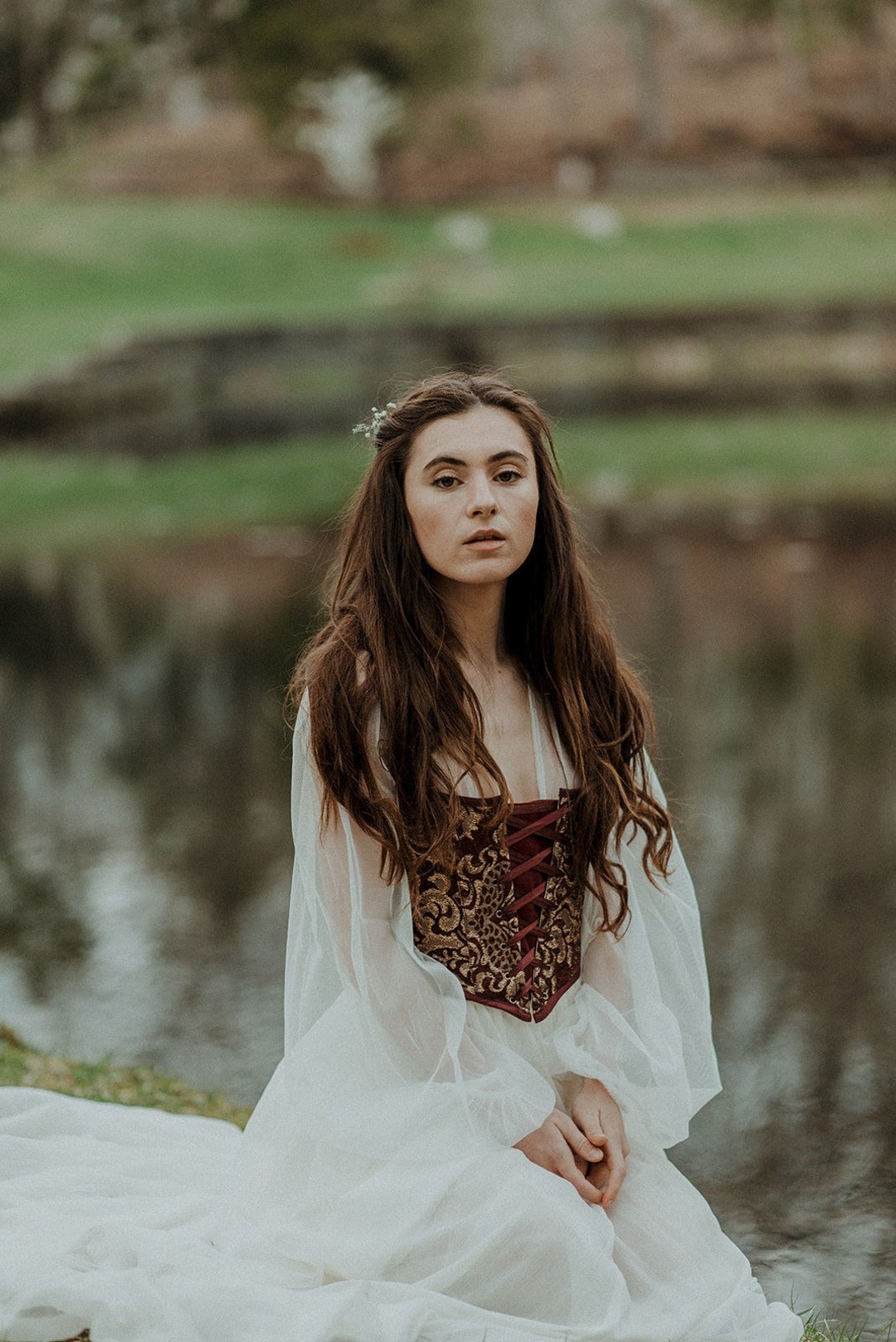 Renaissance Corset Bodice Stays in Dark Red Maroon and Gold Corset Top ...