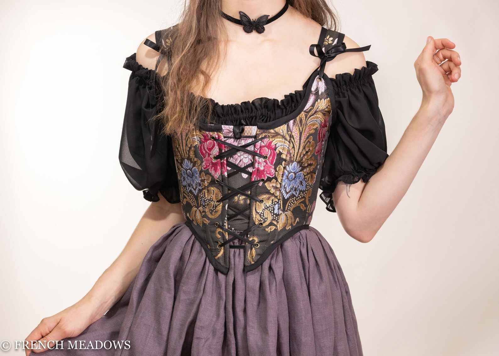 Renaissance Corset Bodice Stays in Black and Pink Rococo - Etsy