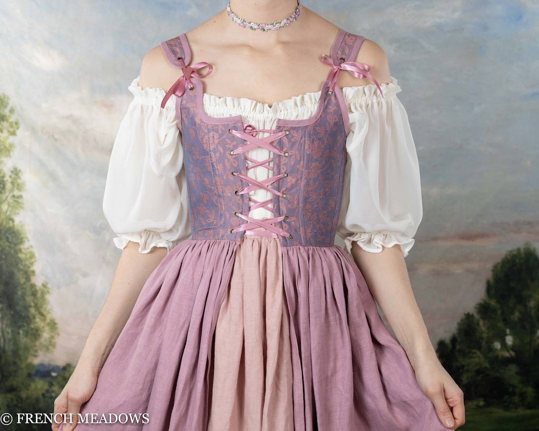 Handmade Renaissance Corset Dress Purple Floral Silk Rapunzel | Hobbit ...