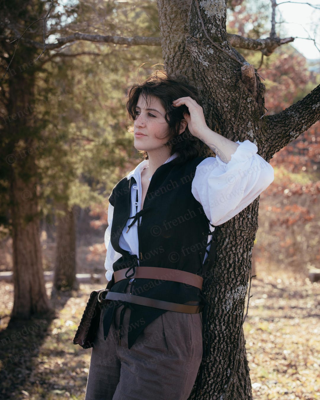 Black Cotton Bard Vest: Renaissance Cosplay Costume - Adjustable Lacing ...