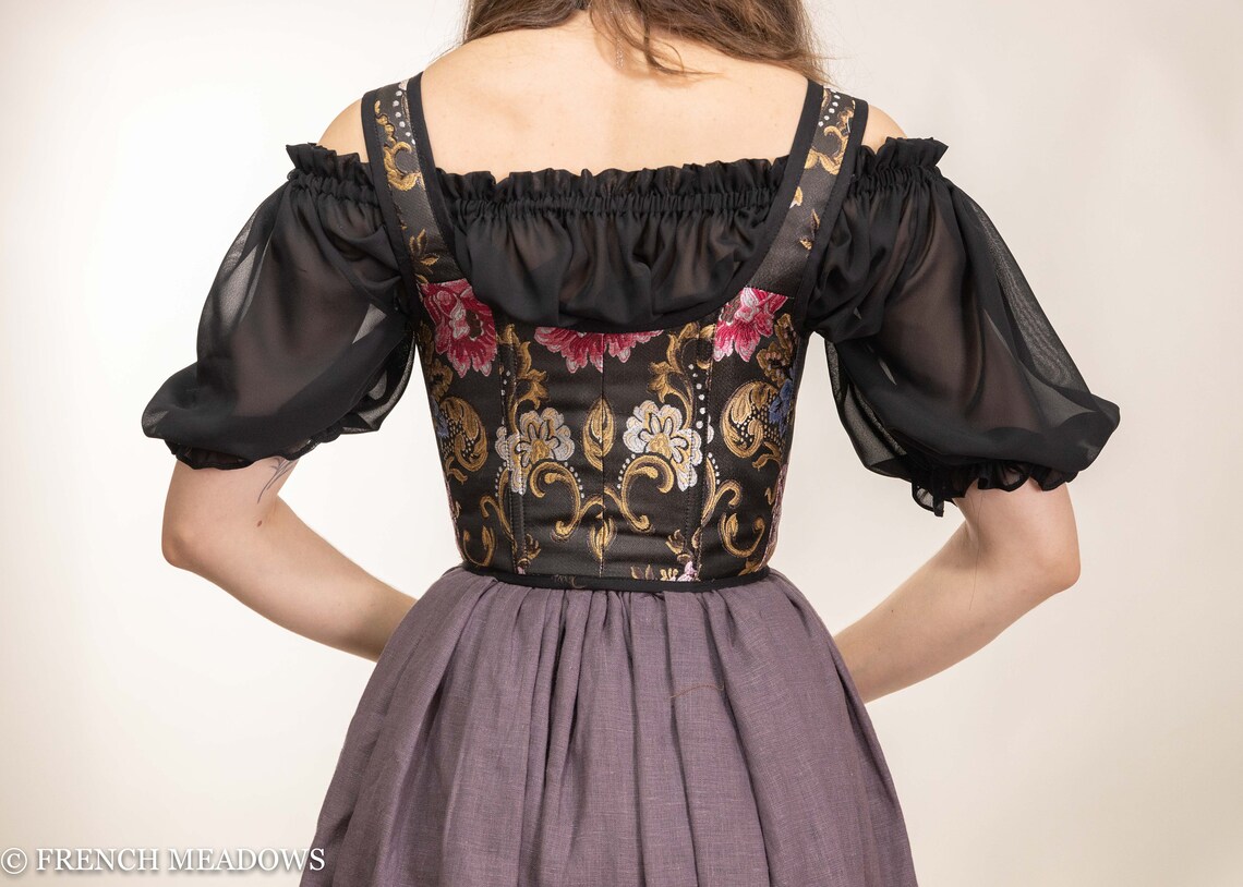 Renaissance Corset Bodice Stays in Black and Pink Rococo - Etsy