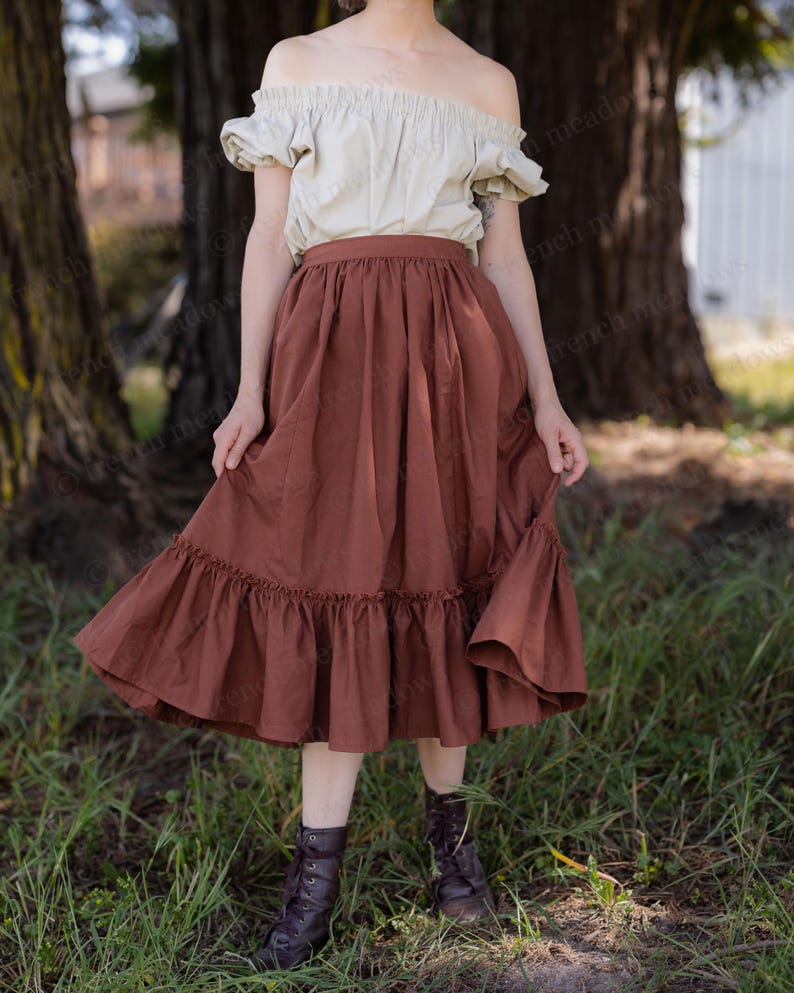 Rust Orange Linen Midi Skirt: Renaissance Cottagecore A-line Skirt - Etsy