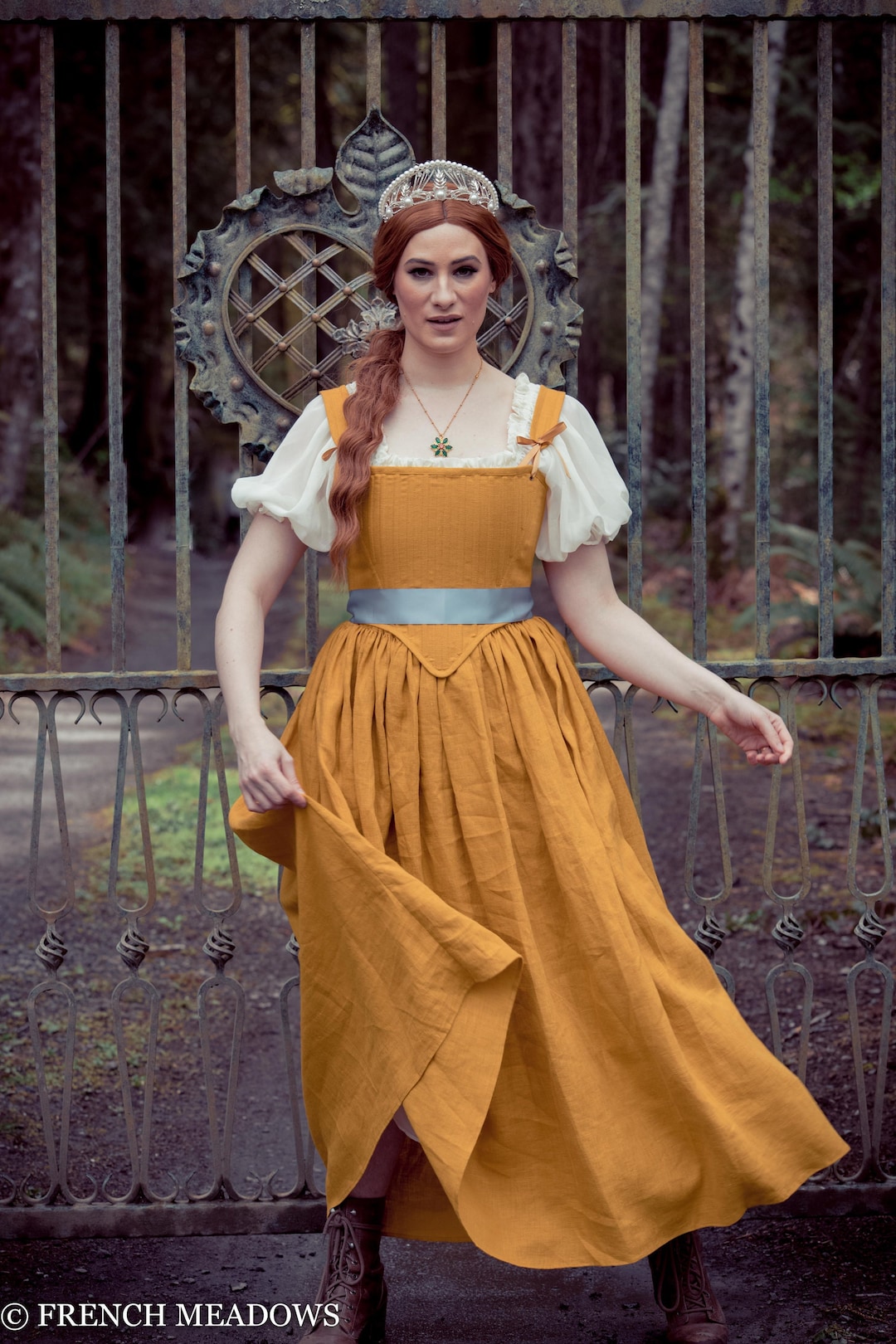 Handmade Anastasia Costume Renaissance Corset | Yellow Linen Tudor ...