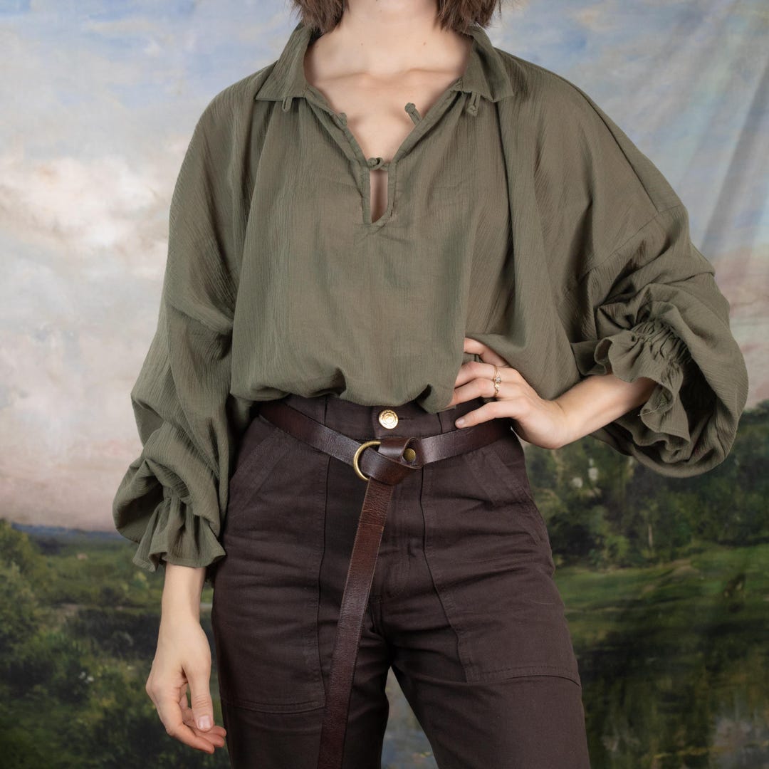 Green Cotton Renaissance Shirt: Oversized Pirate Cosplay Blouse - Etsy