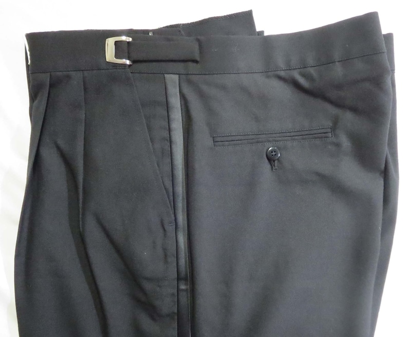 Classic Black Tuxedo Pants 30 31 32 Adjustable Waist Regular Rise Tux ...