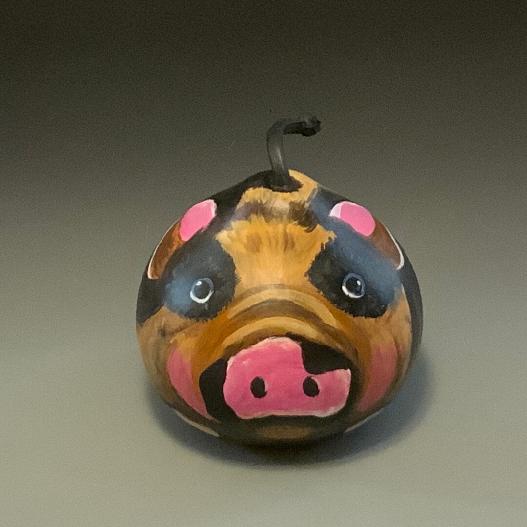 Hand Painted Pig Gourd Art - Etsy