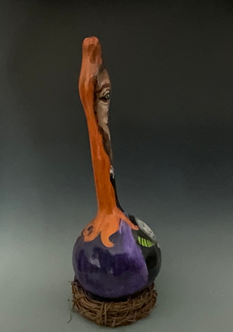 Tall Hand Painted Witch Gourd Art - Etsy