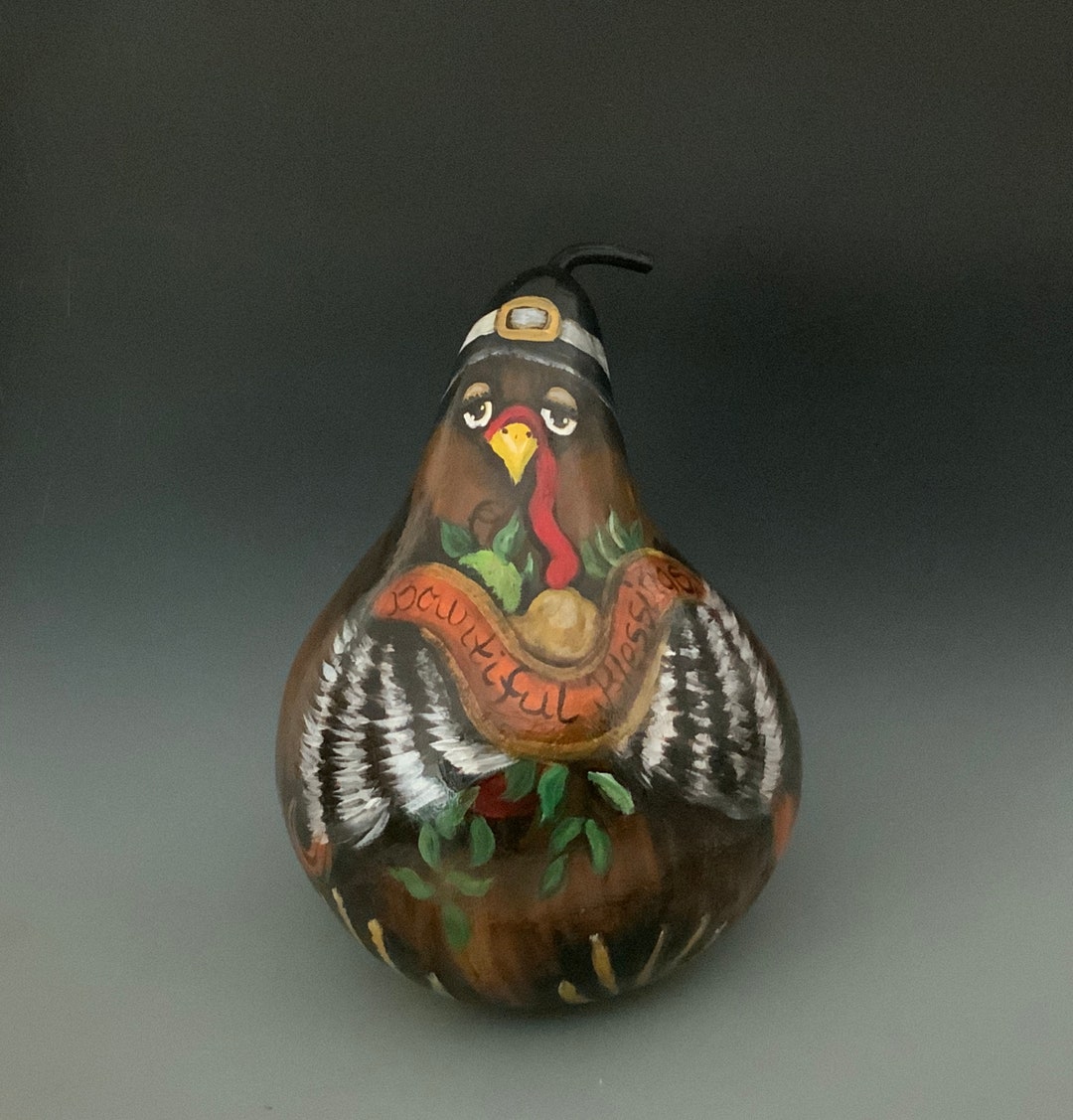 Hand Painted Turkey Gourd Art - Etsy
