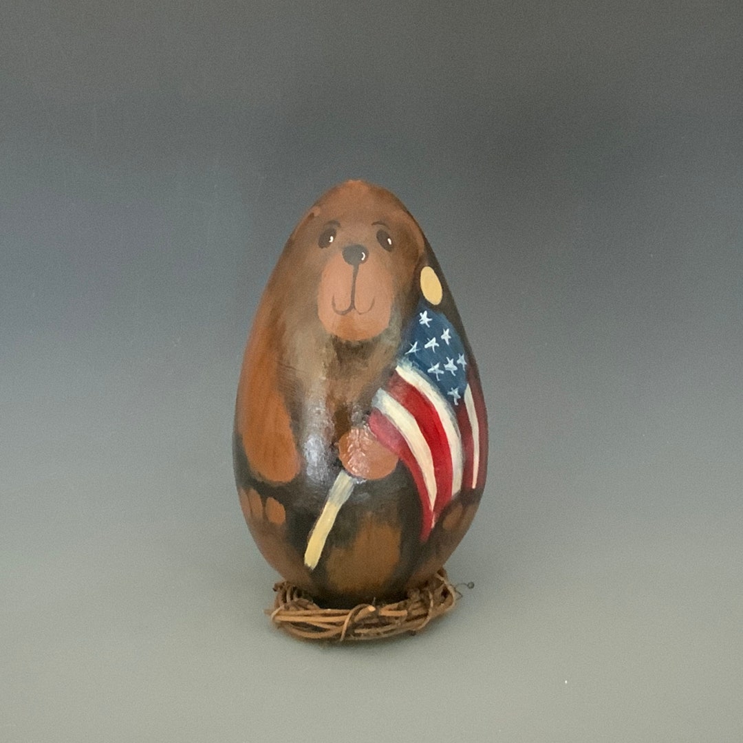 Hand Painted Patriotic Teddy Bear Gourd Art - Etsy