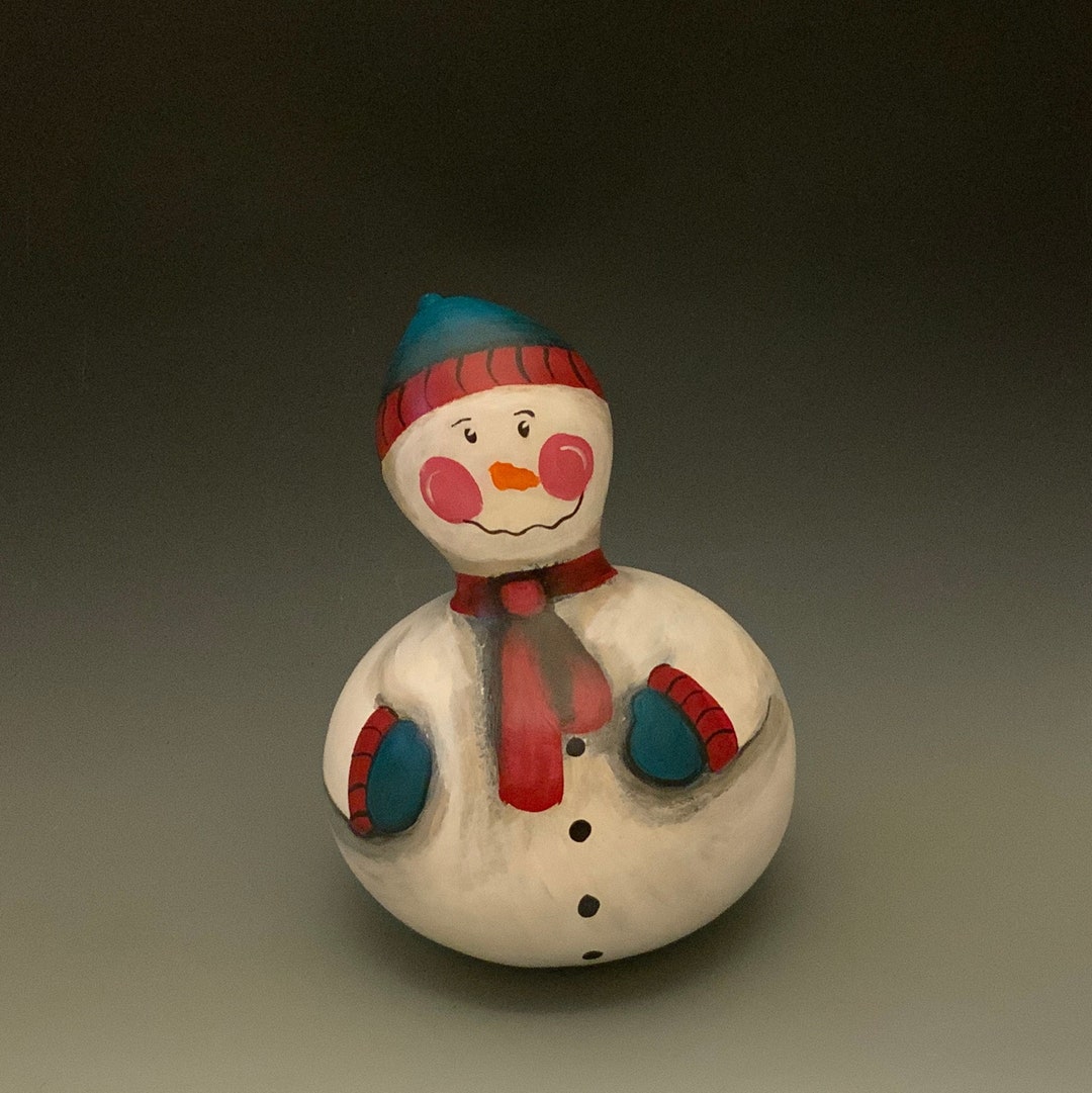 Hand Painted Snowman Gourd Art - Etsy