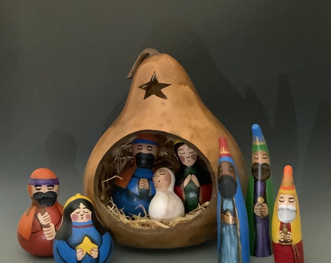 Colorful Nativity Gourd Art Set - Etsy